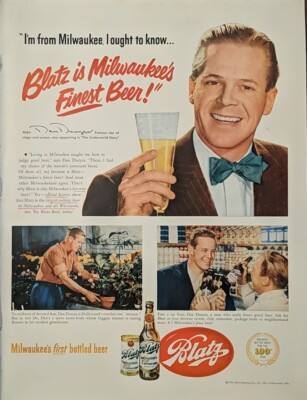 1951 Dan Duryea Blatz Beer Print Ad. Movie The Underwood Story Actor | eBay
