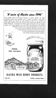 ALASKA WILD BERRY PRODUCTS JAMS & JELLIES HOMER ALASKA SINCE 1946 AD | eBay