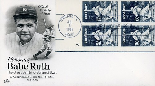 US 2046 Plate Number FDC Babe Ruth ArtCraft | eBay