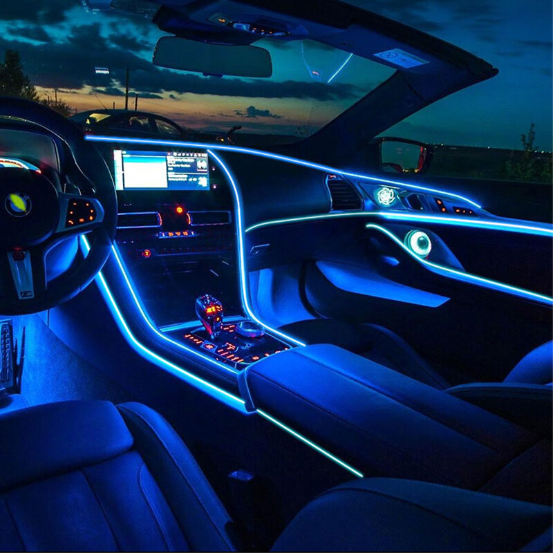 6M 20Ft RGB LED Car Interior Fiber Optic Neon Strip Atmosphere Light ...