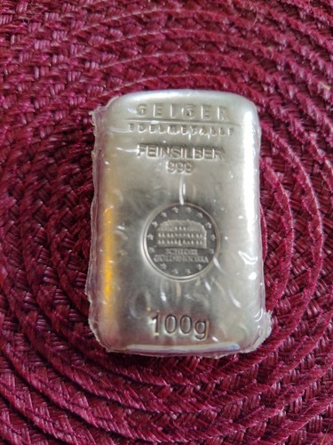 Rare 1st Gen Cast Geiger 100 Gram Silver Bar 2010 Sealed 999 Fine ...