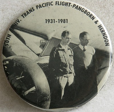 RARE VINTAGE 3" PINBACK ~ AVIATION ~ 50TH ANNIVERSARY 1931 TRANS ...