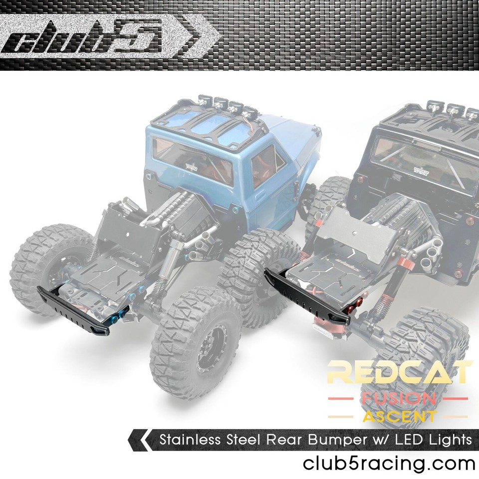 Stainless Steel Rear Bumper w/ LED Lights ( 6V ) for Redcat Ascent ...