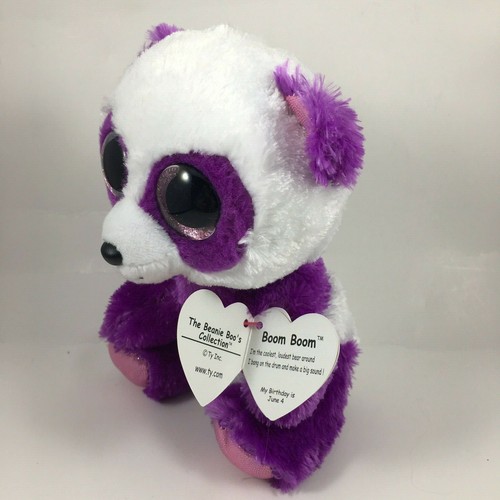 Ty Beanie Boos 6" BOOM BOOM the Panda Stuffed Animal Plush MWMT's w ...