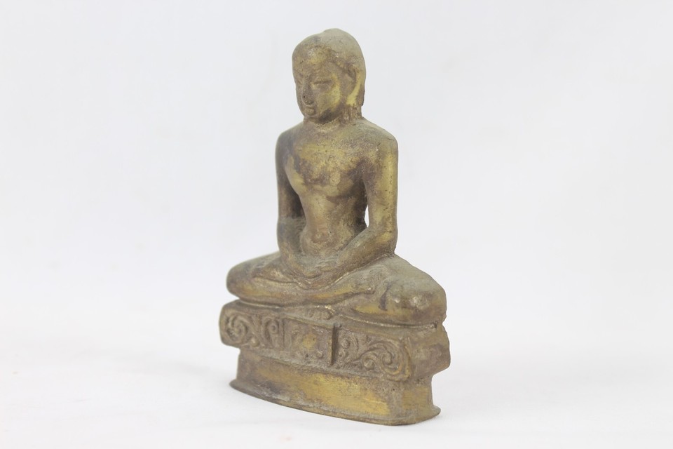Vintage Old Brass Jain Tirthankar Statue Meditation Pose, Peaceful ...