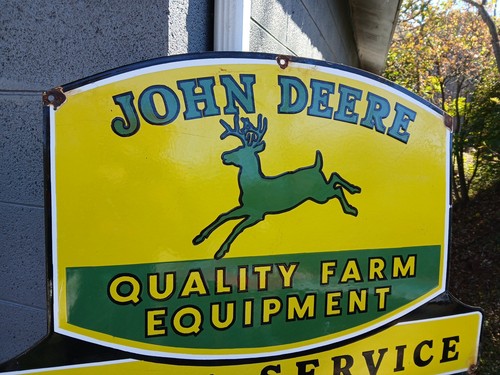 VINTAGE JOHN DEERE PARTS SERVICE 3FT PORCELAIN QUALITY FARM TRACTOR ...