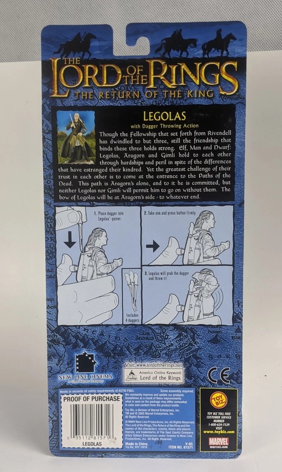 LORD of the RINGS RETURN of the KING LEGOLAS DAGGER THROWING ACTION ...