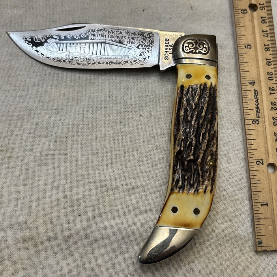 Schrade 1980 NKCA USA Museum Founders Stag Clasp Folder | eBay