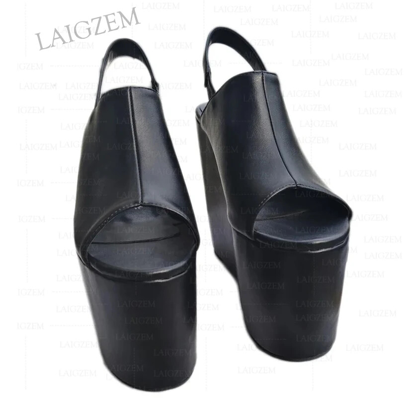 Women Pumps Platform Wedges 16CM High Heels 10CM Platform Slingbacks ...