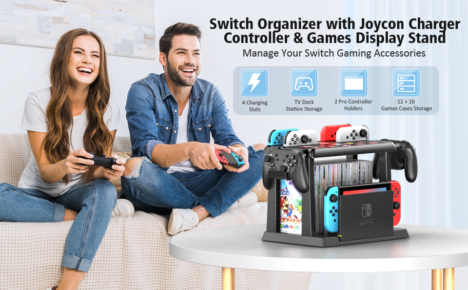 Charging Station Dock Storage Case Game Storage Controller for Nintendo ...