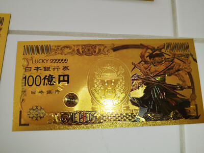 Billet gold doré One Piece Roronoa Zoro carte card rare Collector ...