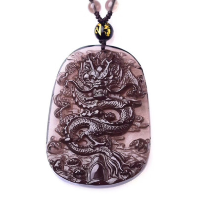 Crystal Natural ice obsidian dragon necklace amulet pendant with bead ...