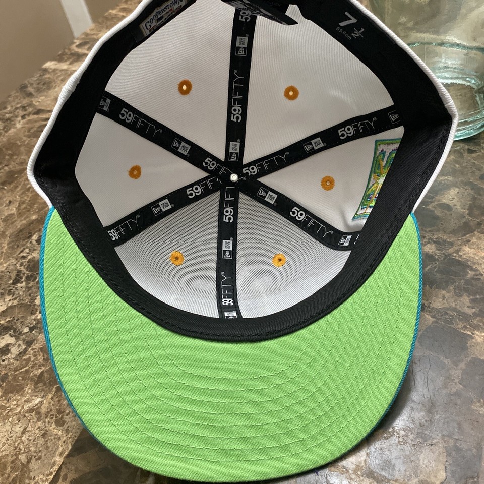 Tampa Bay Devil Rays Hat Cap Fitted Men 7 1/2 Wht Teal 20 Patch New Era ...