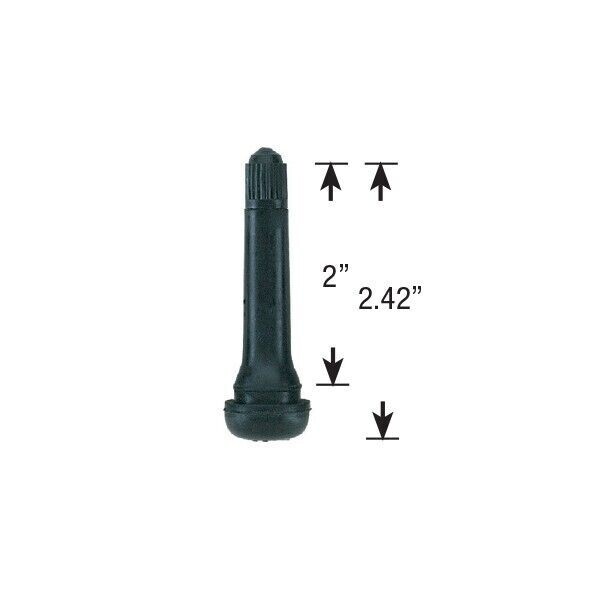 12 x TR418 Black Snap In Rubber Wheel Valve Stems (2" Tall) .453 Valve ...