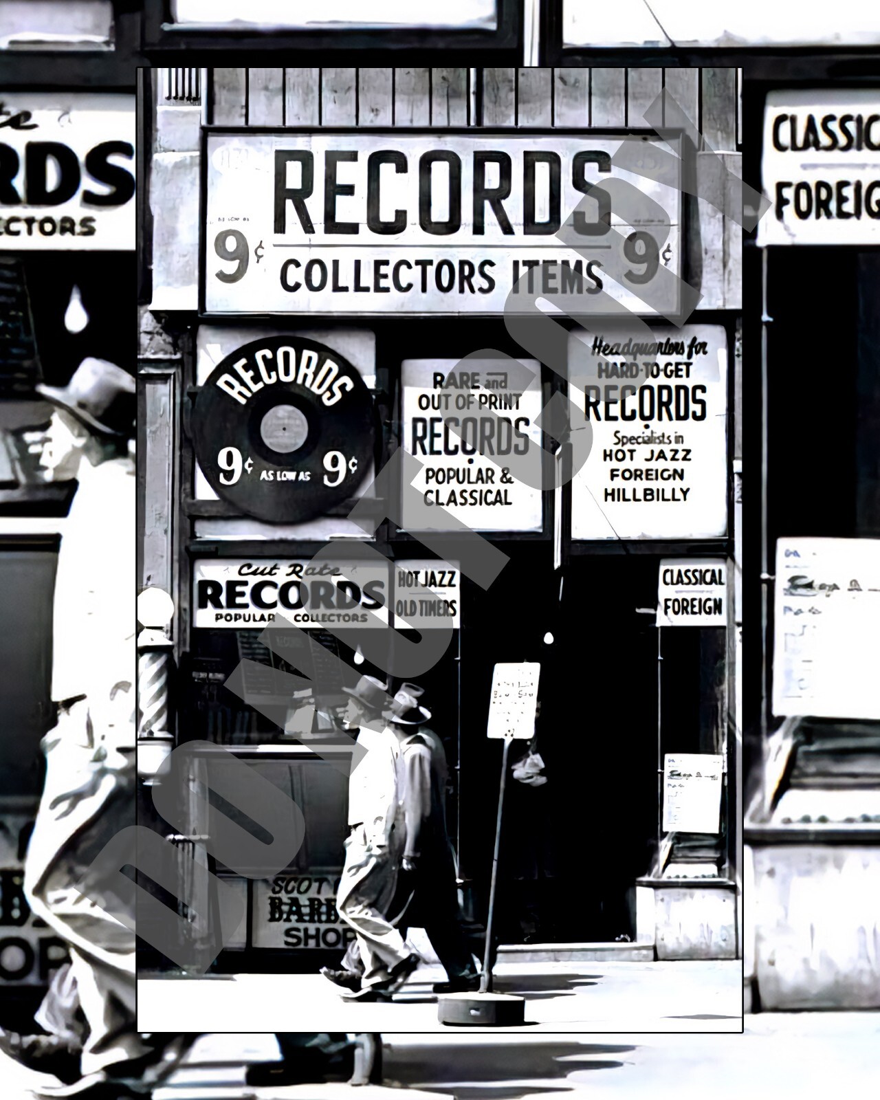 Vintage Record Music Store Front On City Street From Long Ago 8x10 ...