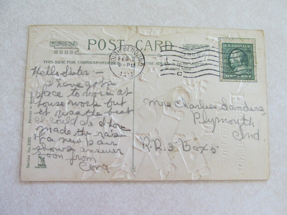 J2667 Postcard Valentine Forget Me Not cherubs valentines winged ...