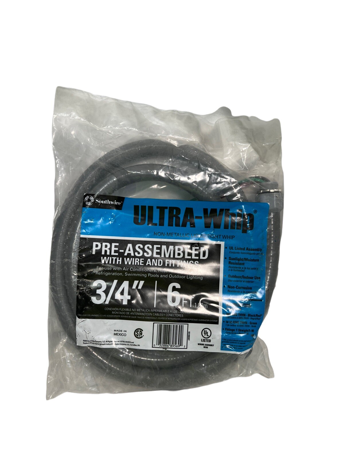 3/4 In x 6 ft. 10/3 Ultra-Whip Liquidtight Flexible Non-Metallic ...