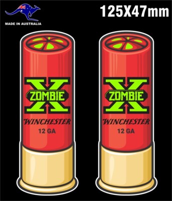 ZOMBIE WINCHESTER SHOTGUN SHELL STICKERS X2 FOR WELDER TOOLBOX MANCAVE ...