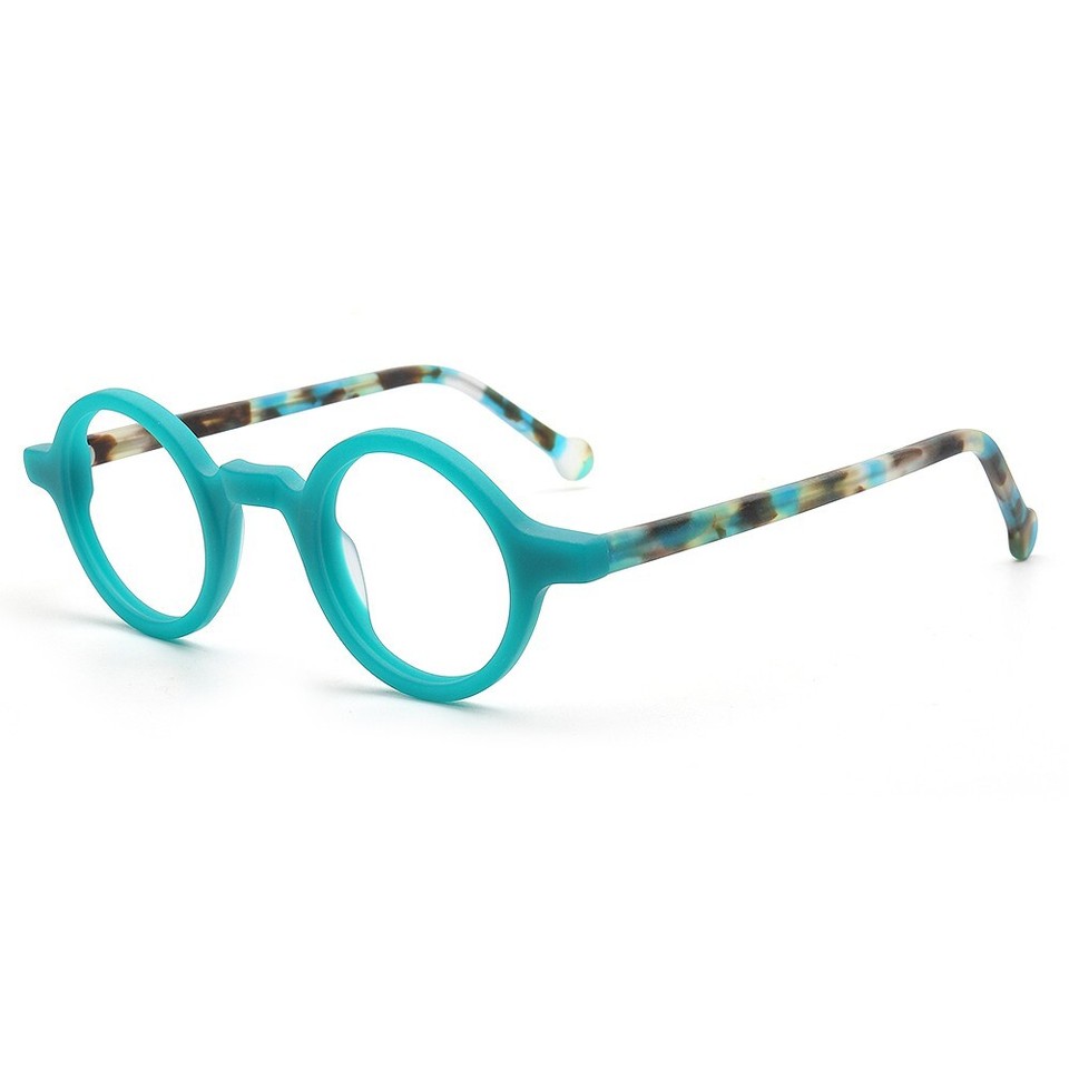 Retro Small Round Eyeglasses Acetate Matte Green Eyeglass Frames Men ...