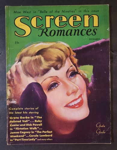 VINTAGE SCREEN ROMANCES MAGAZINE DEC 1934 GRETA GARBO! MAE WEST! VG ...