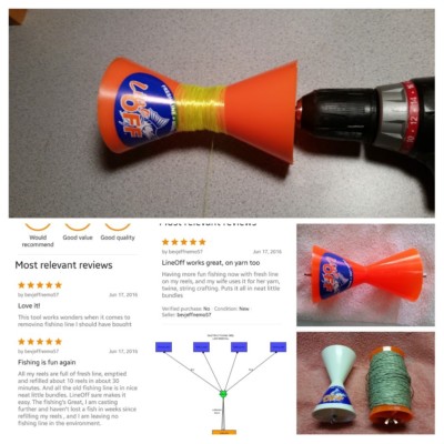 LineOff .World's Best Multi Reel Fishing Line Remover Winder Spooler ...