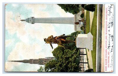 1905 Baltimore, MD Postcard- JOHN EAGER HOWARD STATUE AND WASHINGTON ...