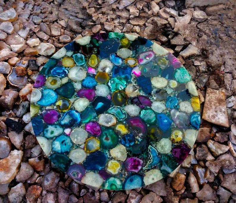 24"x24" Mix Agate Coffee Dine Table Top Handmdae Mosaic Art Living room ...