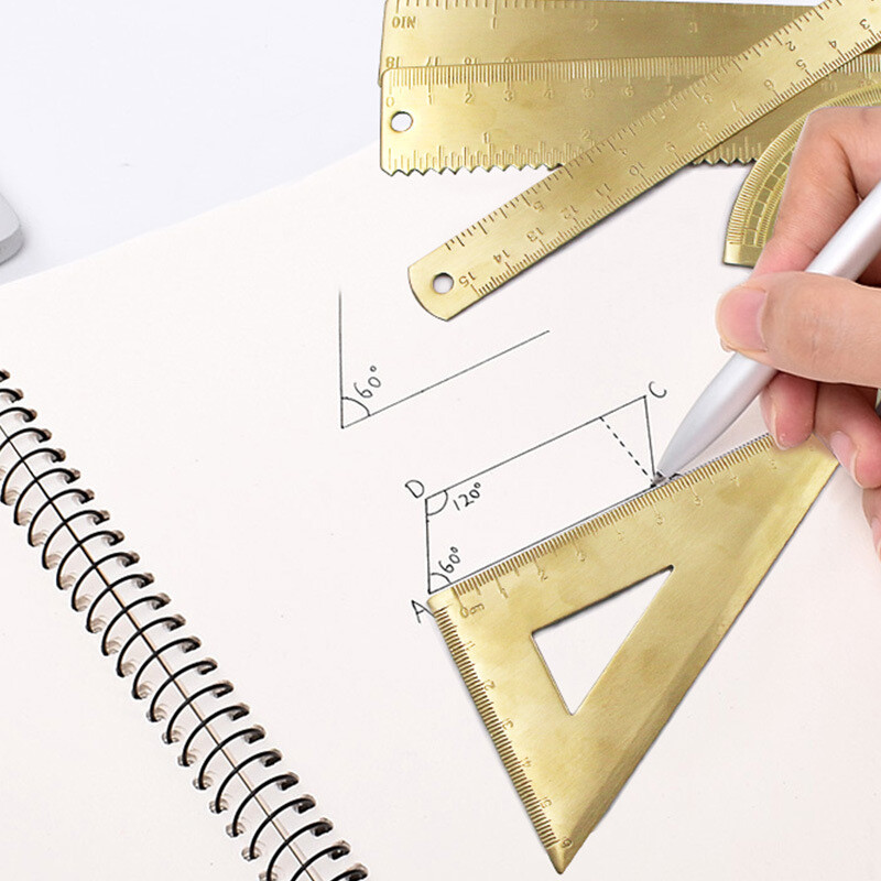 Vintage Brass Ruler DIY Template Protractor Drawing Sliding Gauge ...