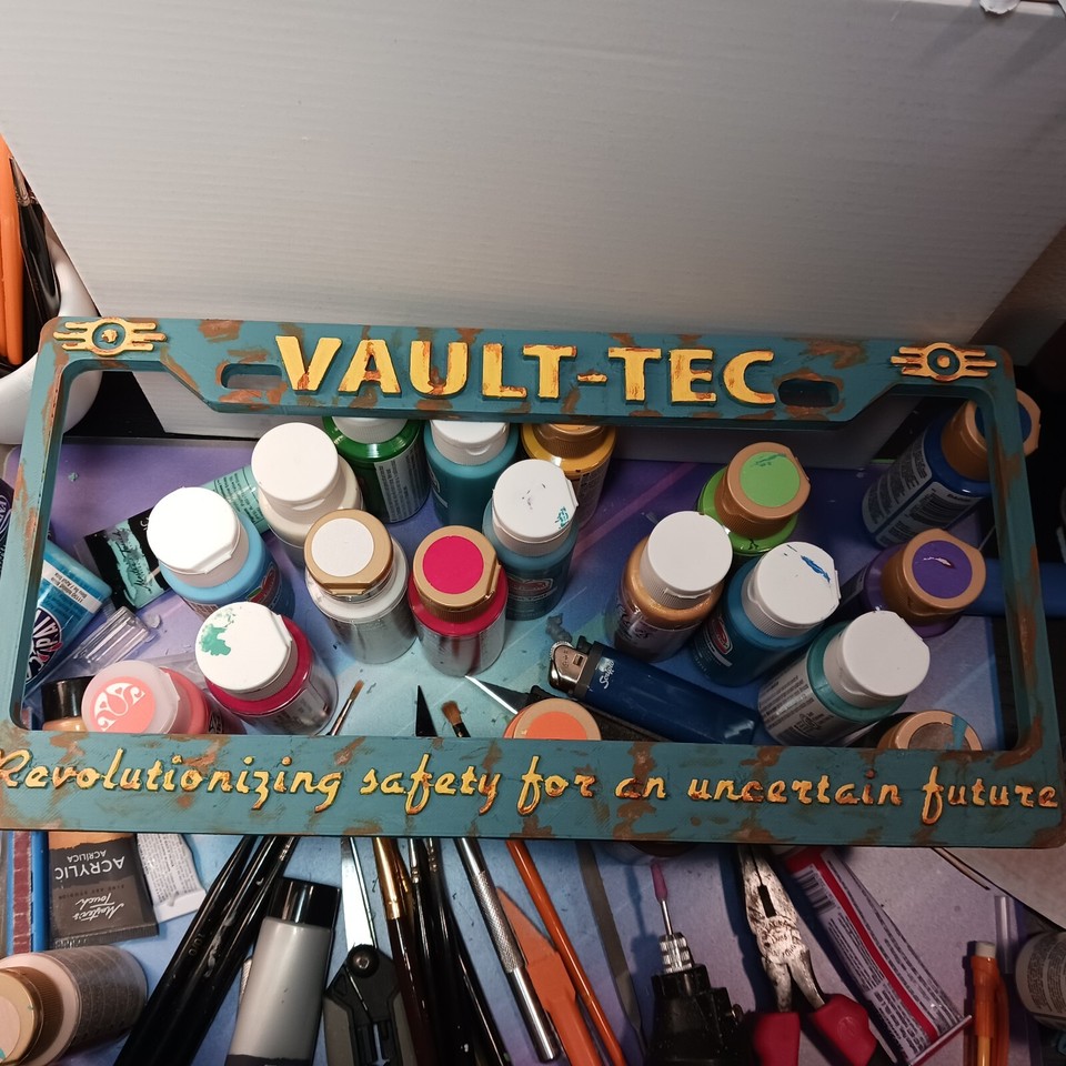 Fallout License Plate Frame Weathered Version 3D Printed Hand Painted ...