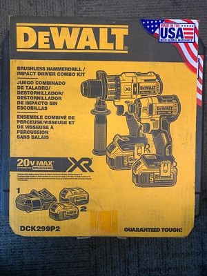 DEWALT 20V MAX XR Cordless Drill Combo Kit, Brushless, 5.0-Ah, 2-Tool ...