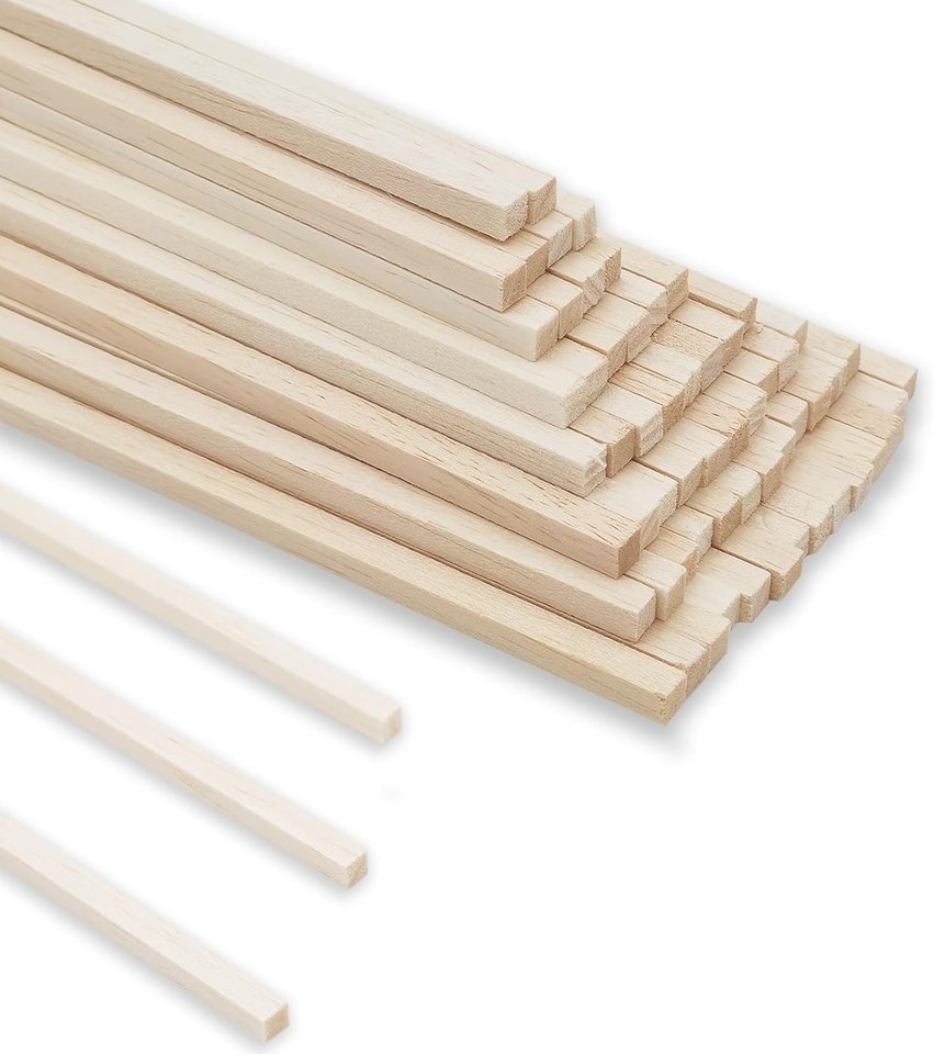 60Pcs Balsa Wood Square Dowels 1/4 X 1/4 X 12 Inch ，DIY Balsa Wood Sticks | eBay