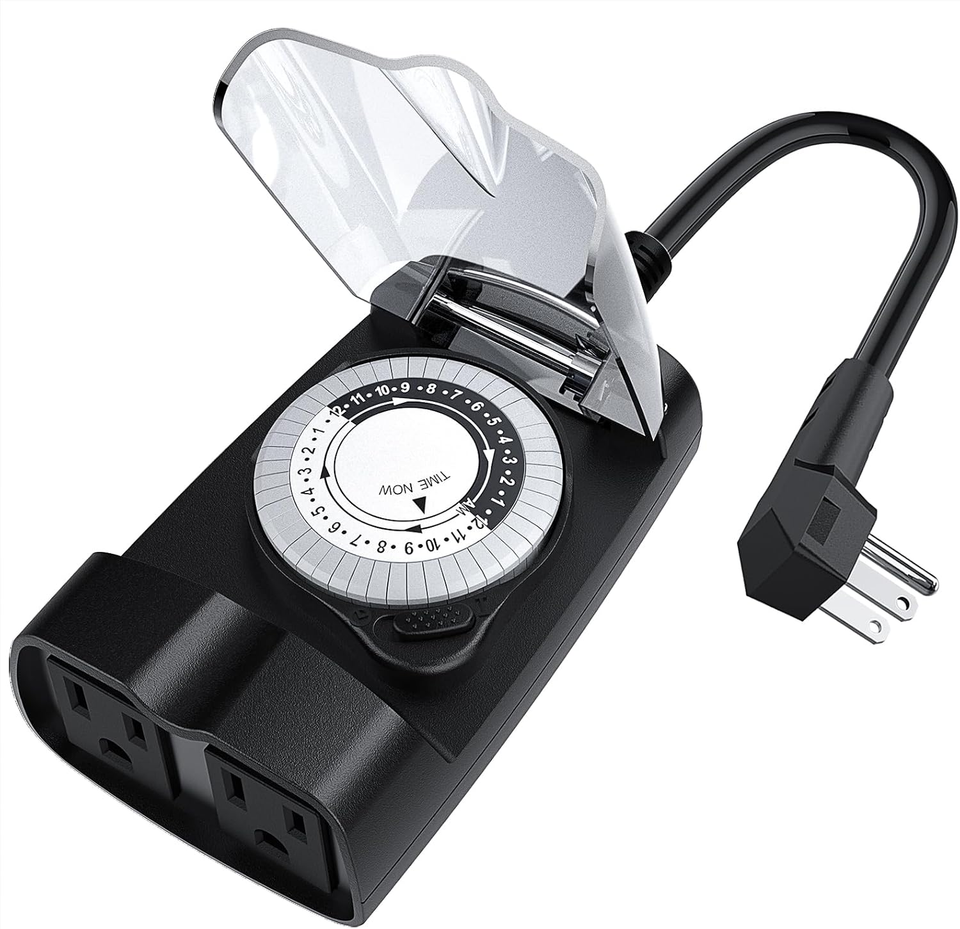 24 Hour Mechanical Outdoor Timer Outlet, Outdoor Timer for Lights ...
