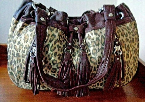 B. MAKOWSKY large animal print leather satchel style shoulder bag | eBay
