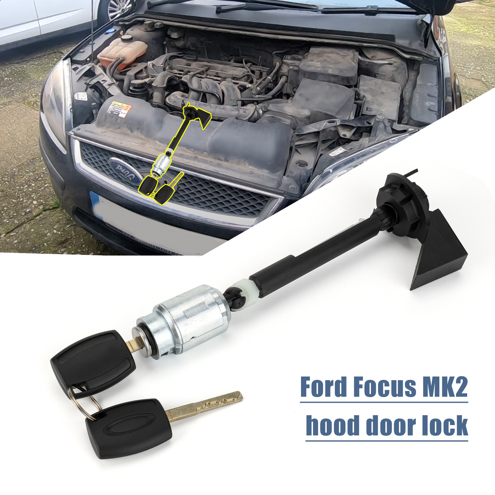 Bonnet Release Lock Latch Catch Repair Set 1355231 For 2004-2012 Ford ...