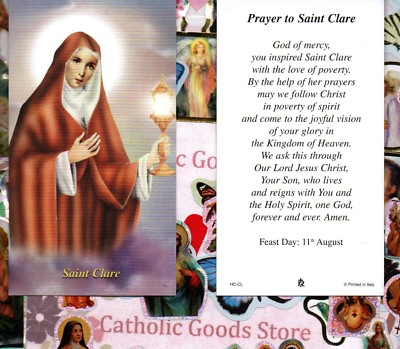 Saint St. Clare with Prayer to St. Clare - Paperstock Holy Card | eBay