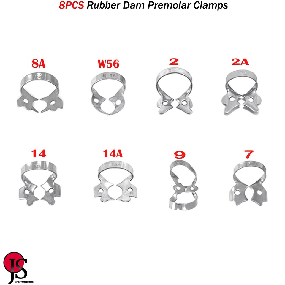 Dental Rubber Dam Clamps Molar Endodontic Instruments Endo Restorative ...