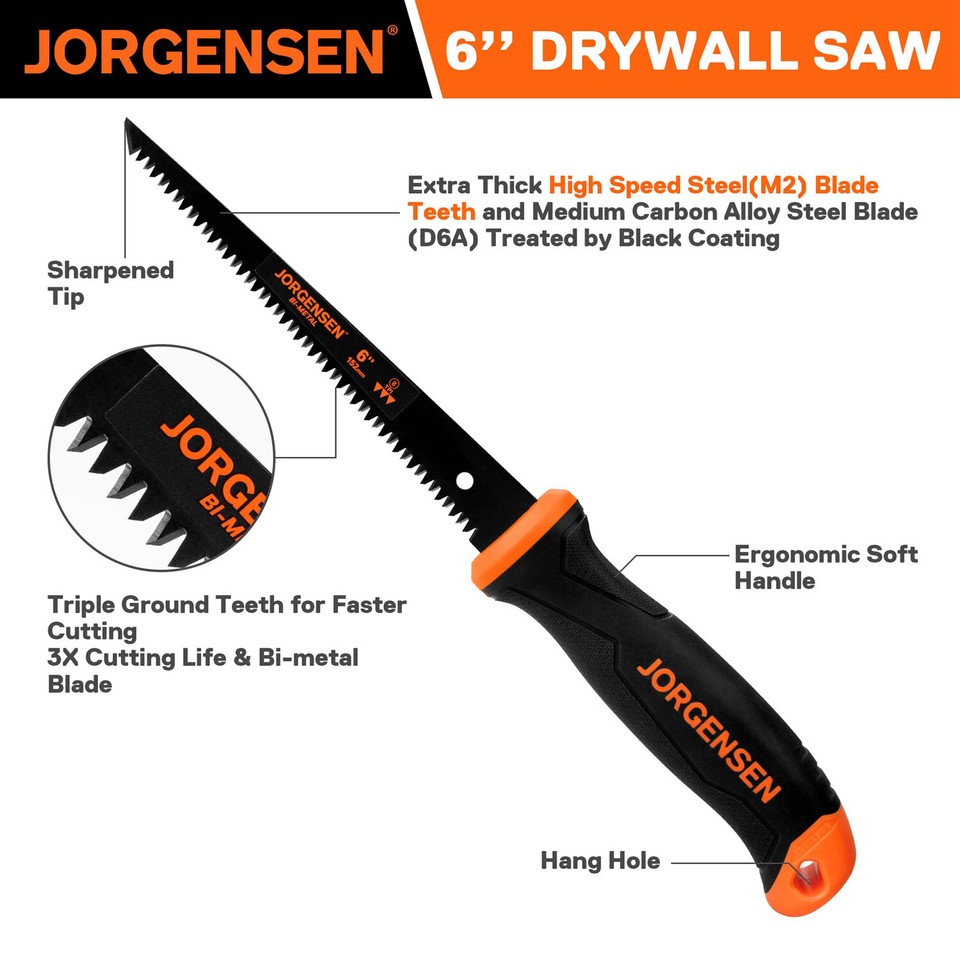 Jorgensen 6" Jab Saw Drywall Saw Keyhole Saw 8-TPI Triple Ground Teeth ...