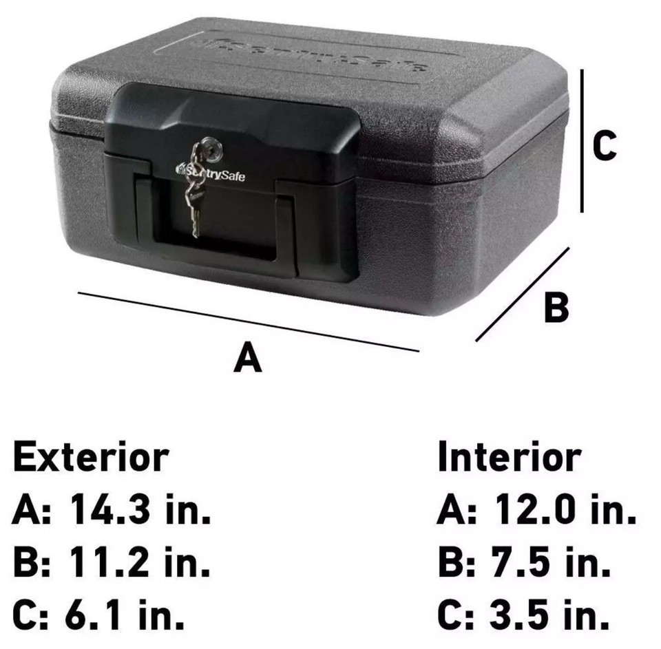 Fireproof Sentry Box Key Lock Important Document Money Safety Storage ...