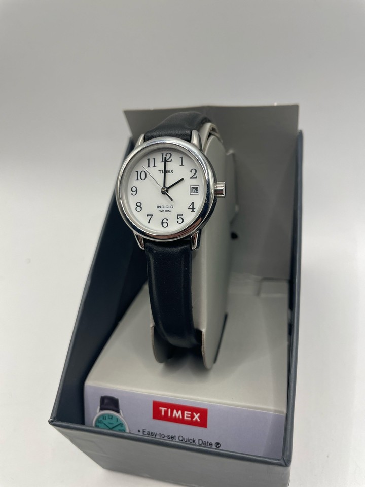 Timex T2H331JT - Womens Easy Reader, Black/Silver-Tone/White, 25mm ...