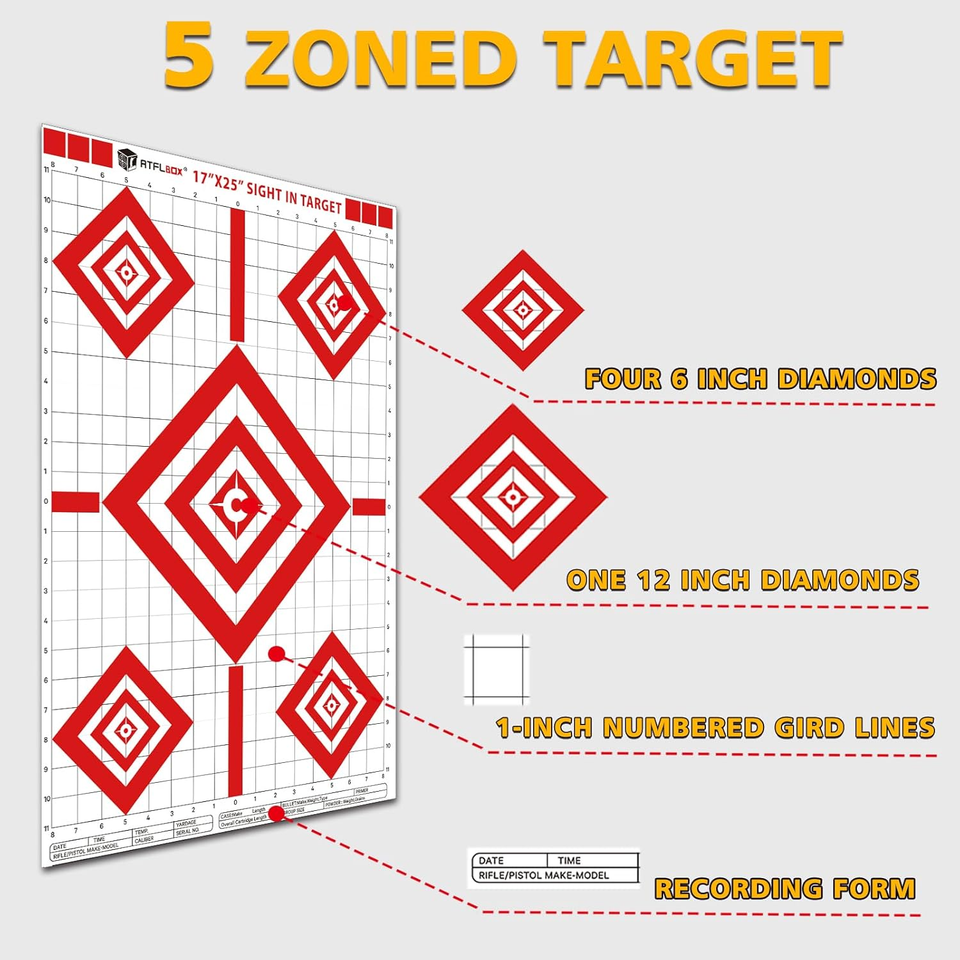 Sight in Shooting Range Paper Target, 17X25 Inch Paper Shooting Targets ...