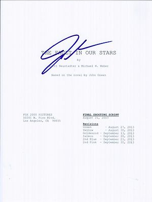 John Green Signed Autographed The Fault In Our Stars Full Movie Script ...