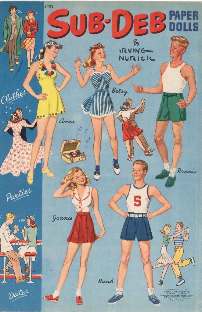 VINTAGE UNCUT 1940s SUB DEB PAPER DOLL HD LASER REPRODUCTION~LO PR~HI ...