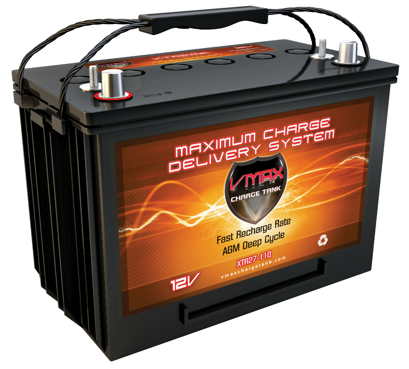 VMAX XTR27-110 Battery 9000-12500LB Winch AGM Deep Cycle Group 27 12V ...