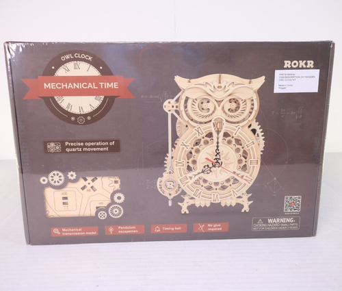 ROKR Owl Clock 3D Wooden Puzzle Kit DIY Mechanical Model Clock Sealed ...