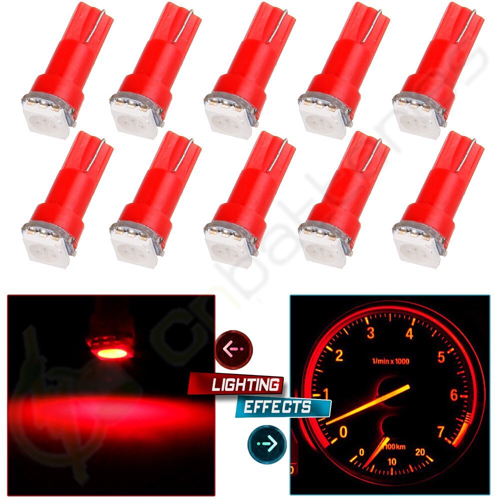 10x Pink/Purple T5 5050 1SMD Led Bulbs For Instrument Panel Light 70 73 ...