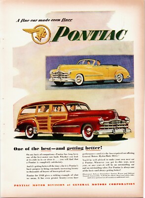 1948 Magazine Print Ad for Pontiac Motor Division | eBay
