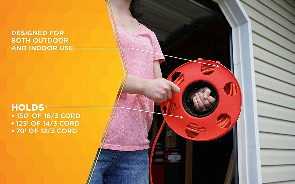 125-Foot Cables Holder Extension Cord Storage Reel,Heavy Duty,Tangle ...