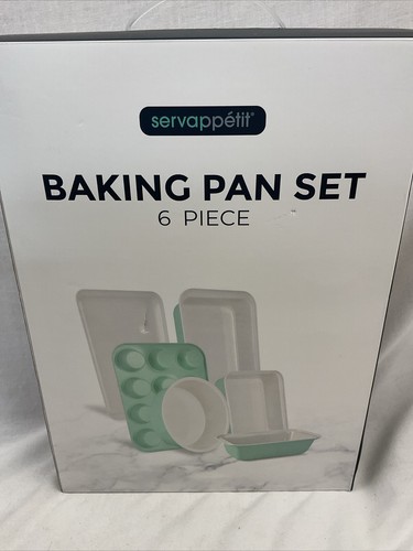 Servappetit 6 Piece Kitchen Baking Pan Set Mint And White NEW IN BOX ...