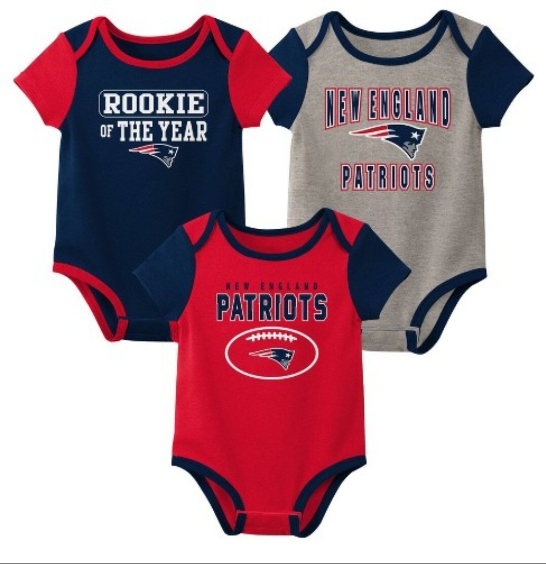 New England Patriots NFL Infant/Baby Boys’ 3-Pack Bodysuits Creepers ...