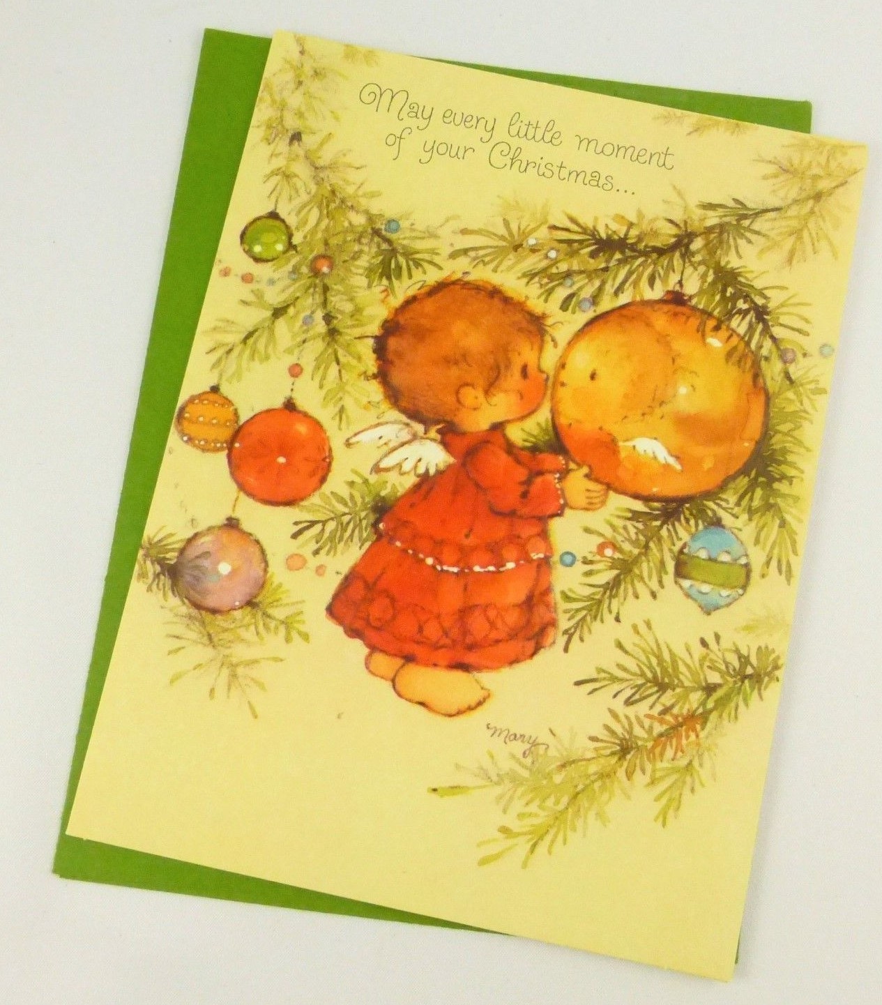 Vintage Mary Hamilton Hallmark Christmas Card Angel Ornaments with ...
